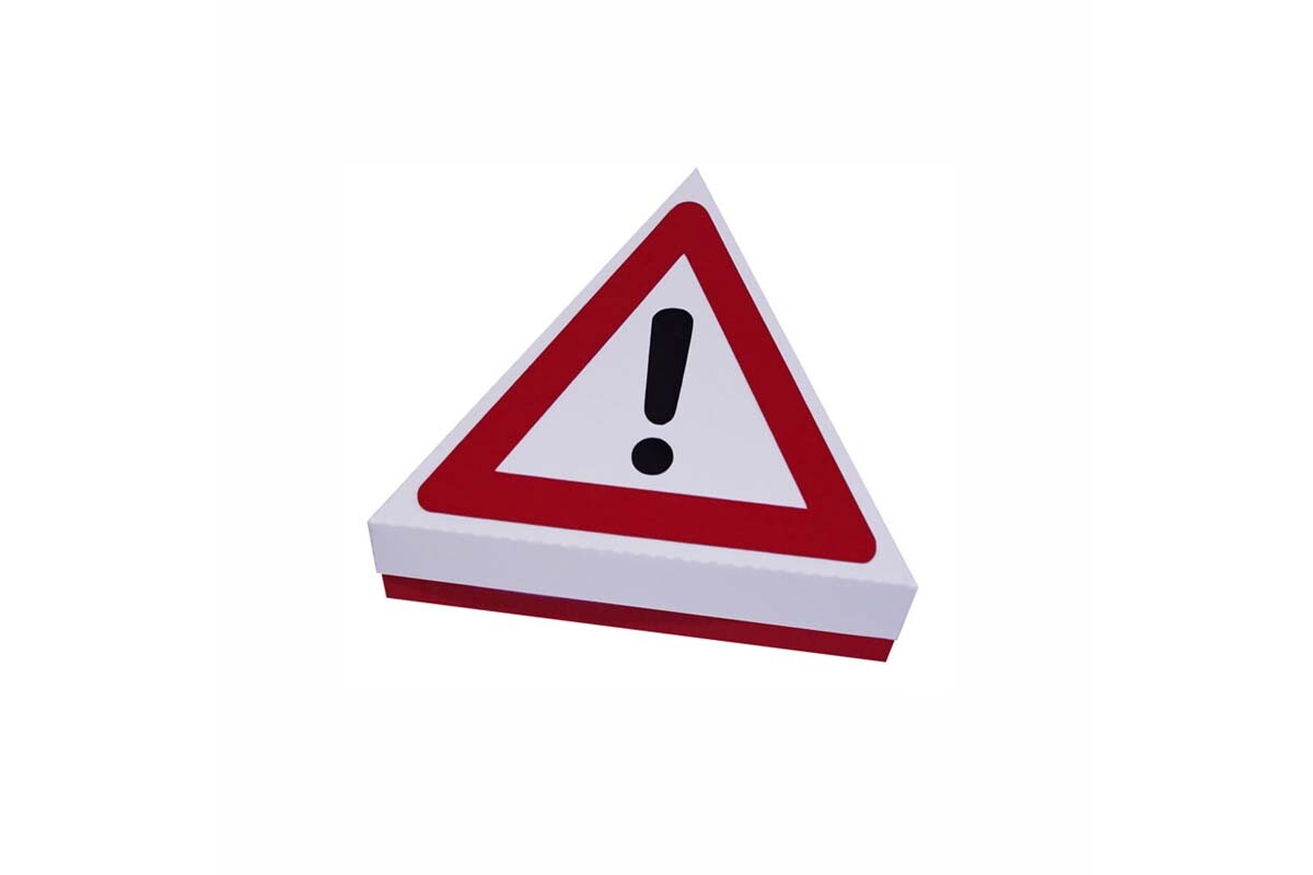 3D Triangle Warning Sign Box · Creative Fabrica