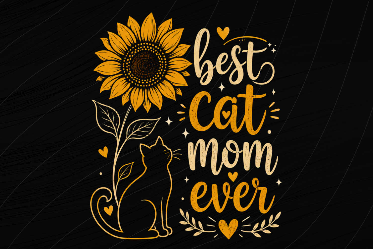 Best Cat Mom Ever PNG, Sunflower Cat PNG Graphic by Pencil Studio ...