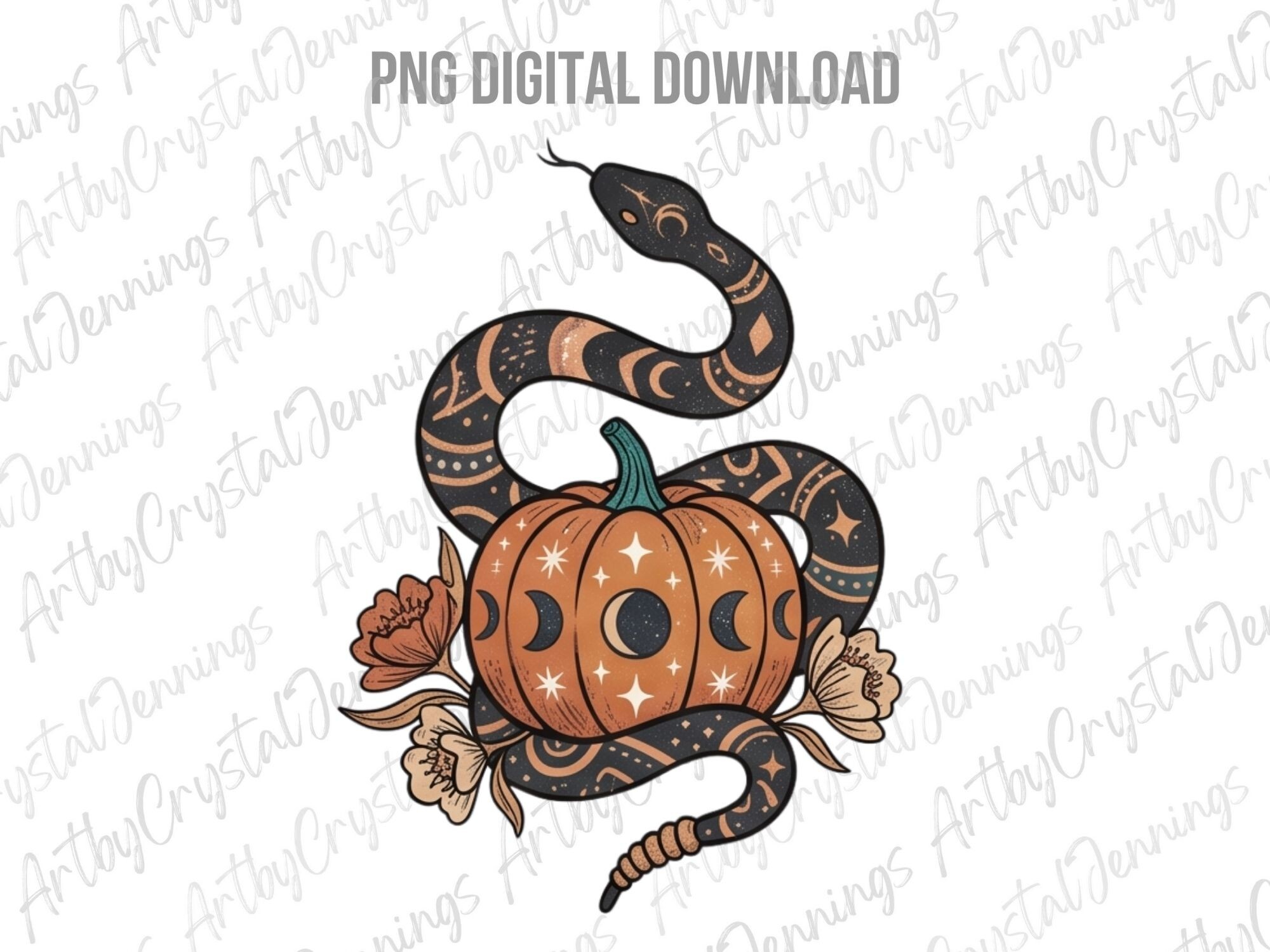 Celestial Pumpkin Snake Halloween PNG Graphic by ArtbyCrystalJennings ...
