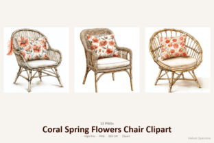 Coral Spring Flowers Chair Clipart Graphic by Velvet.Sparrow · Creative ...