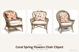 Coral Spring Flowers Chair Clipart Graphic by Velvet.Sparrow · Creative ...