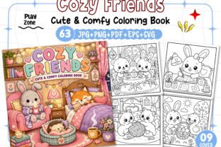 Cozy Friends Cute & Comfy Coloring Book Graphic by PLAY ZONE · Creative ...
