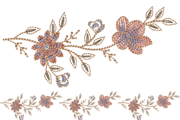 Creative Floral Border Embroidery Design · Creative Fabrica