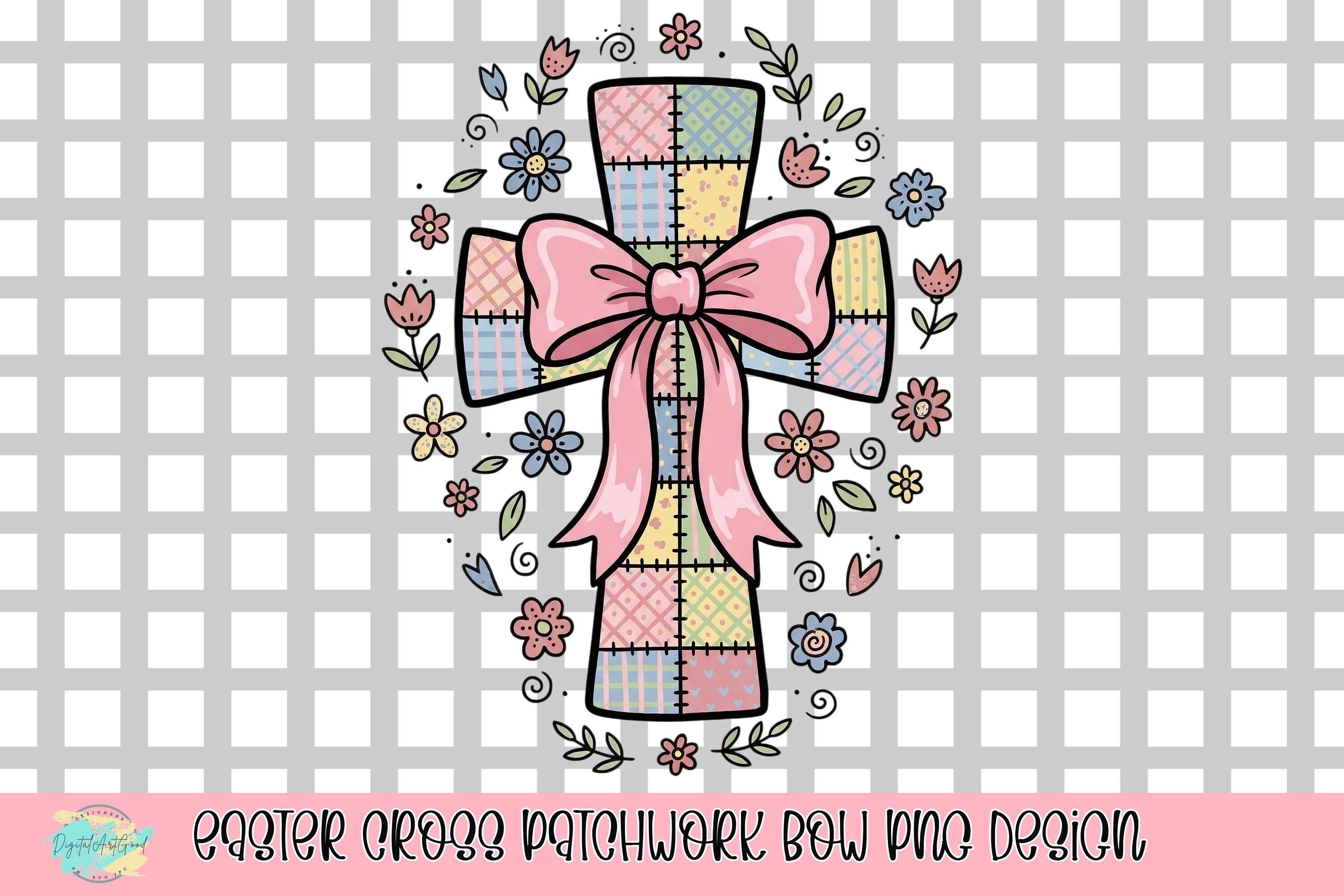 Easter Cross Patchwork Bow PNG Design Graphic by DigitalArtGood ...