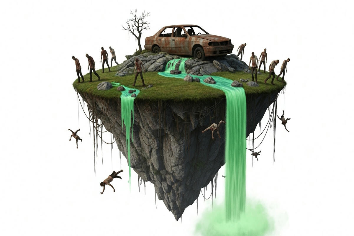 Floating Zombie Island Illustration Graphic by sahamilon530 · Creative ...