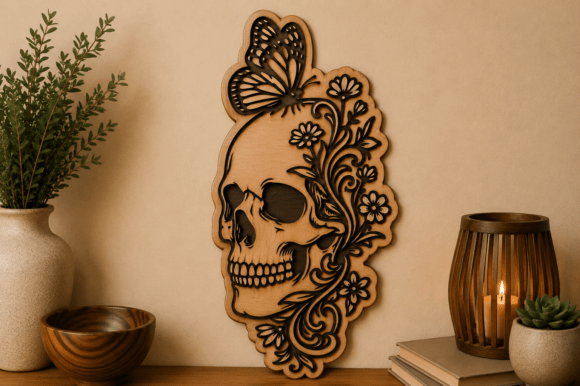 Floral Skull Wall Art SVG Laser Cut File · Creative Fabrica