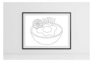 Fried Eggs and Lemon Slice Line Art Graphic by T-Shirt Biz · Creative ...