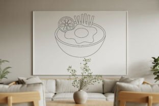 Fried Eggs and Lemon Slice Line Art Graphic by T-Shirt Biz · Creative ...