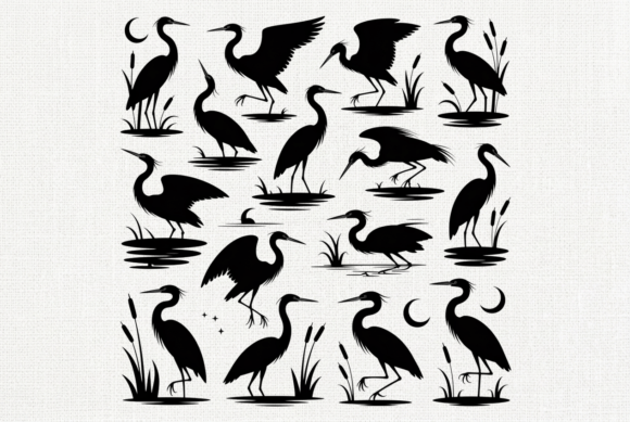 Heron Bird Silhouette SVG Bundle Graphic by rabiulalam97677 · Creative ...
