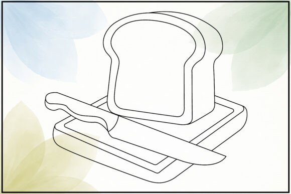 Kitchen Bread Slice Line Art Graphic by T-Shirt Biz · Creative Fabrica