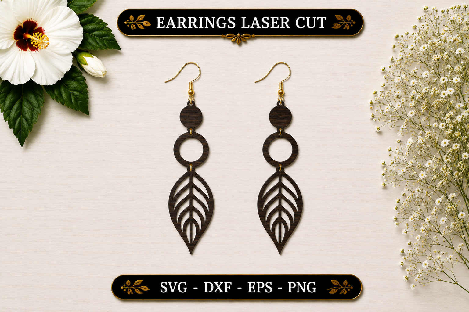 Leaf Wood Earrings Laser Cut SVG File · Creative Fabrica
