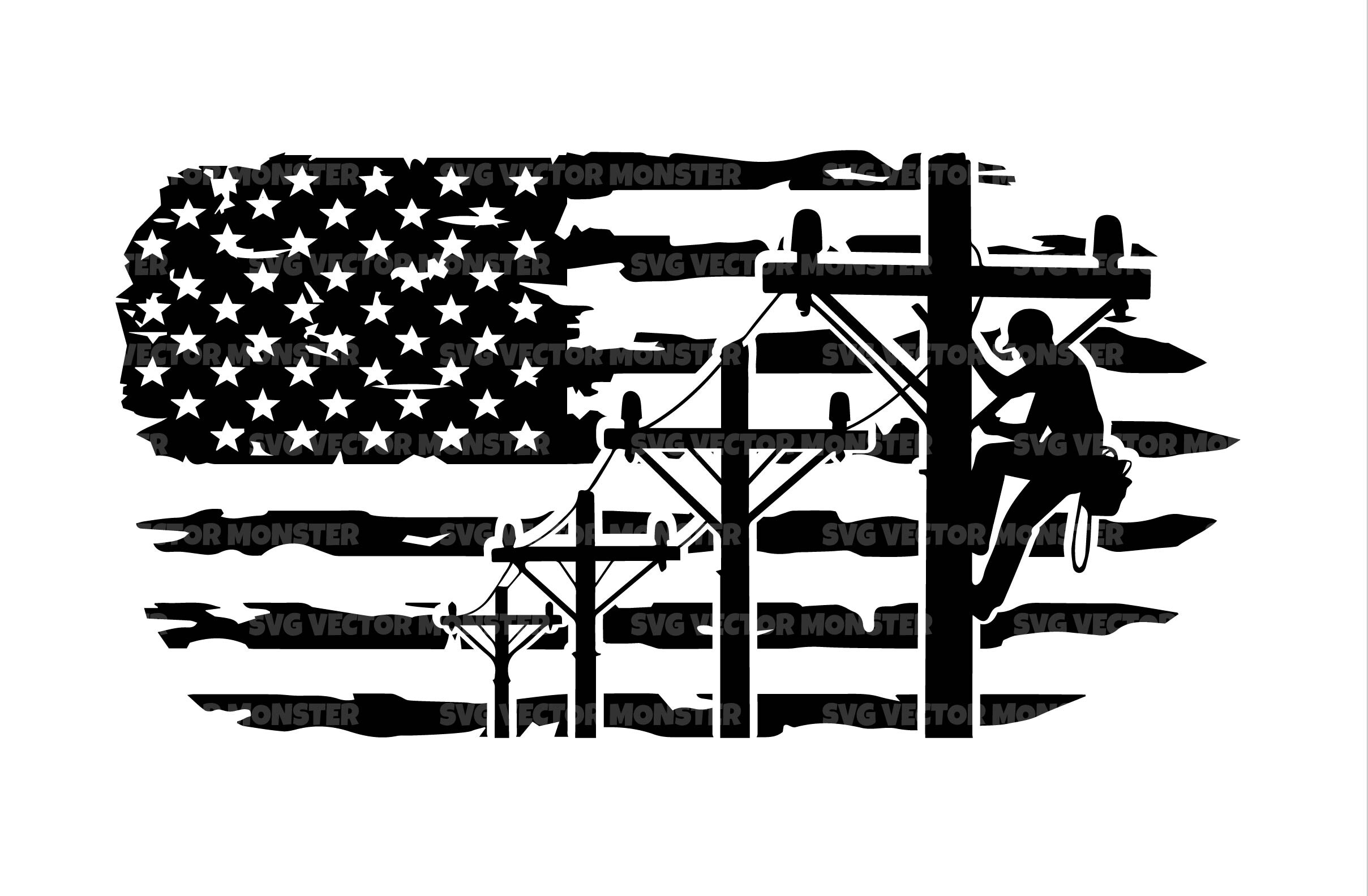 Lineman American Flag Svg Graphic by svgvectormonster · Creative Fabrica