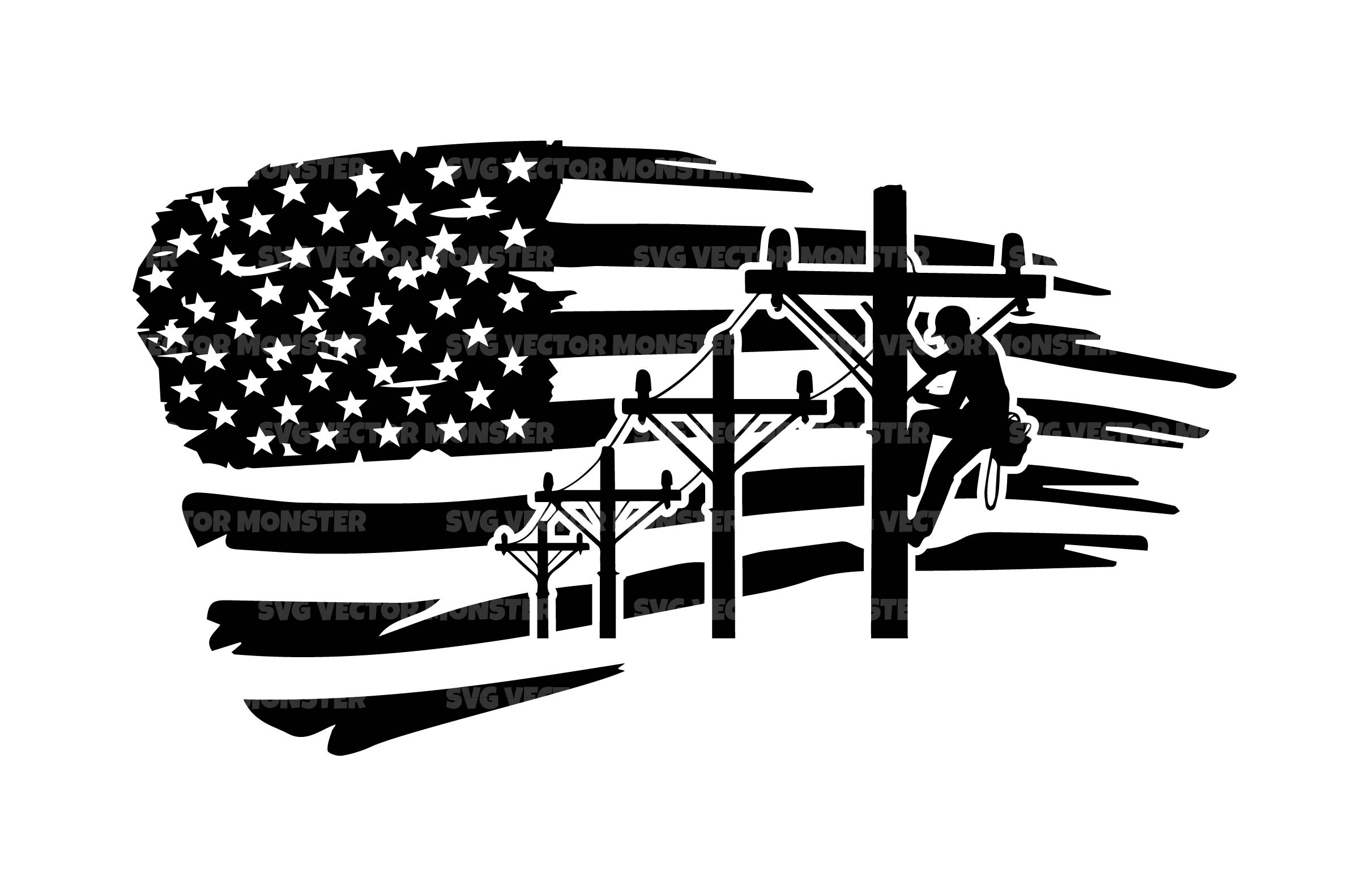Lineman American Flag Svg Graphic by svgvectormonster · Creative Fabrica