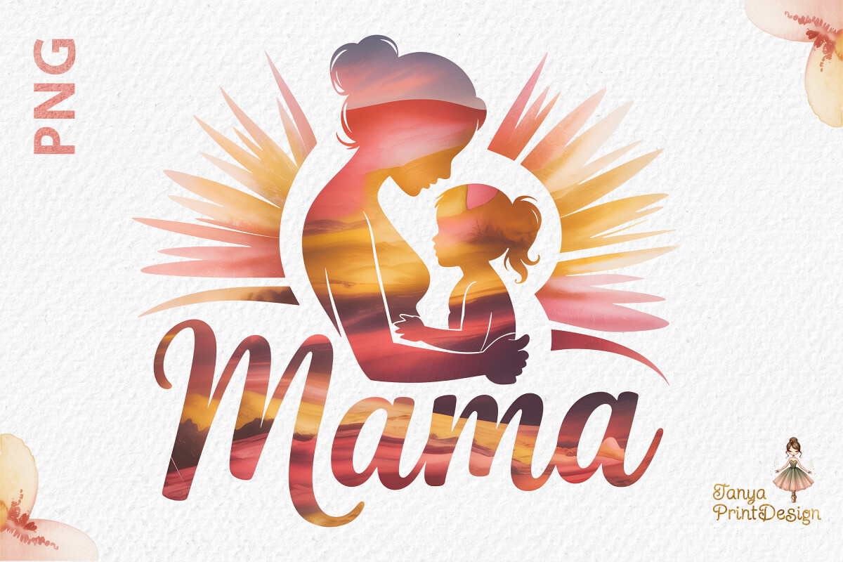 Mama Sunset Silhouette PNG Sublimation Graphic by TanyaPrintDesign ...