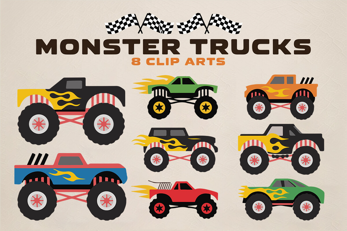 Monster Trucks Clipart Graphic by Actual Pixel · Creative Fabrica
