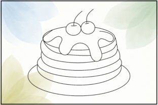 Pancake Stack Chocolate Cherry Line Art Graphic by T-Shirt Biz ...