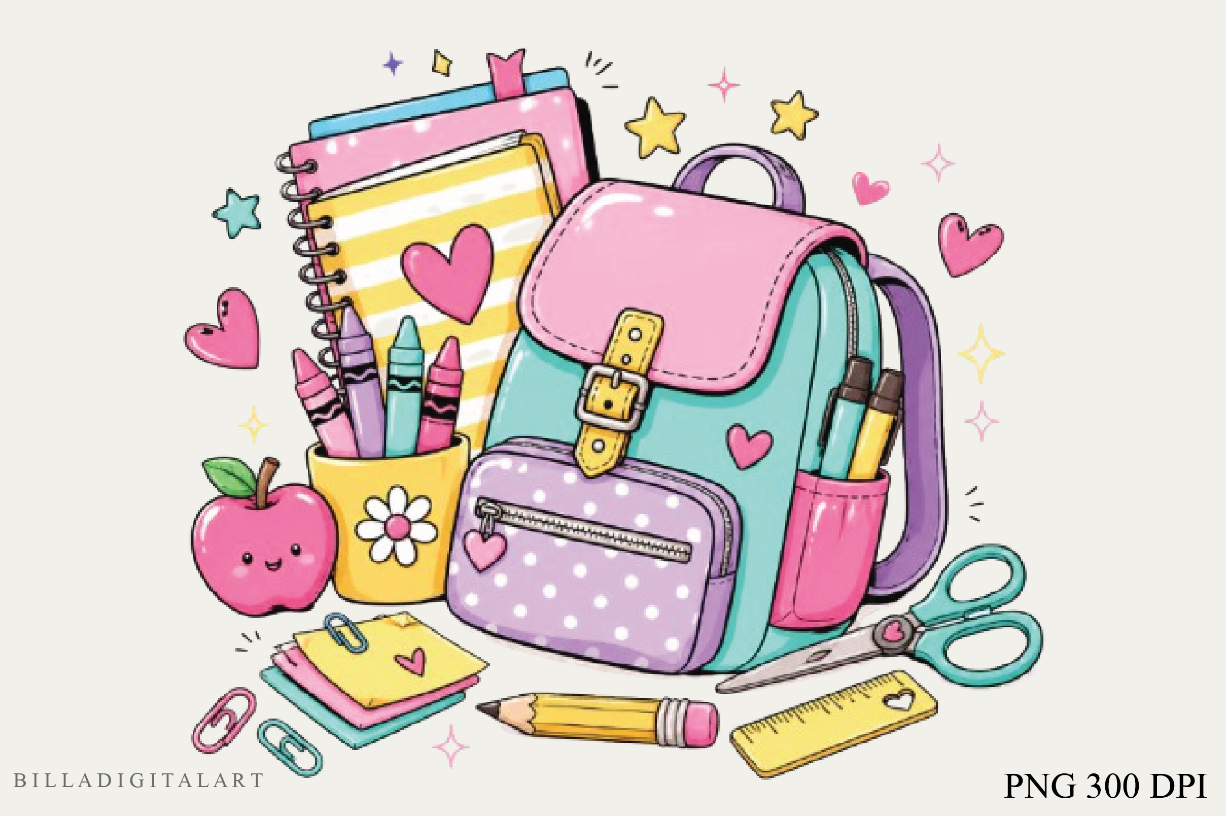 Personalized Back to School Clipart PNG Graphic by BillaDigitalart ...