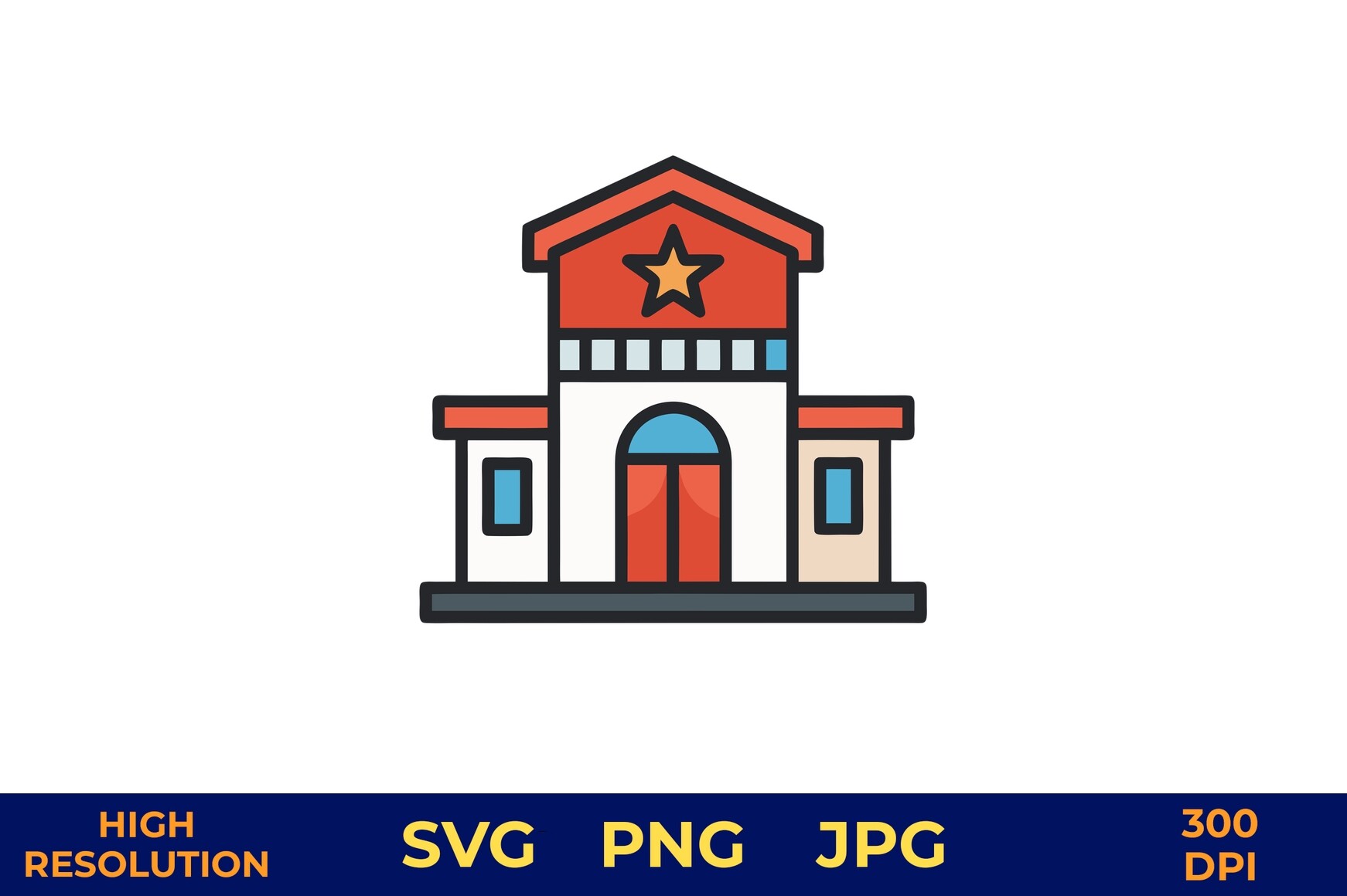 Red Police Station Vector Icon with Star Graphic by designcrafts ...