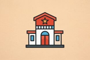 Red Police Station Vector Icon with Star Graphic by designcrafts ...