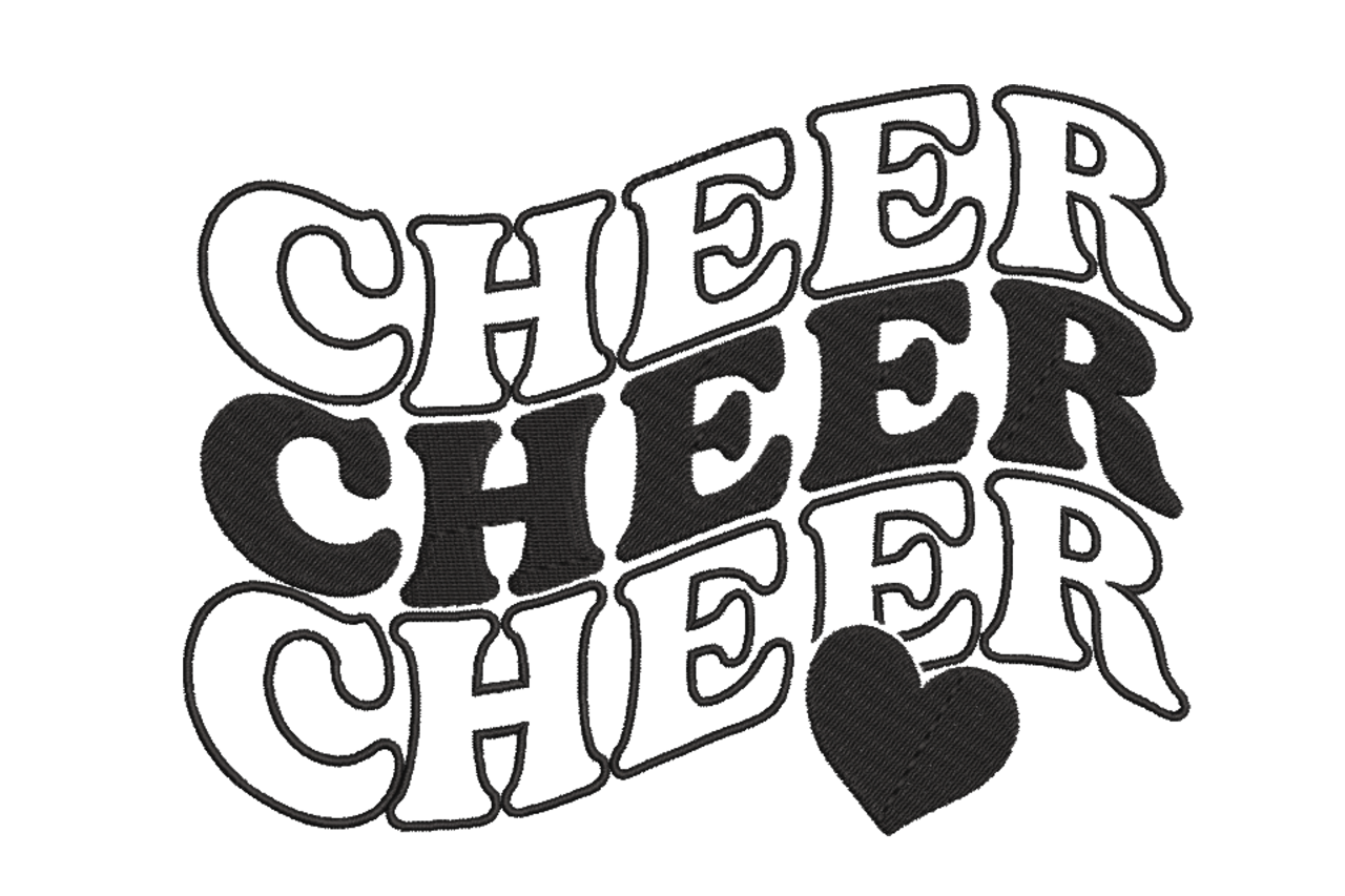 Retro Stacked Cheer with Heart · Creative Fabrica