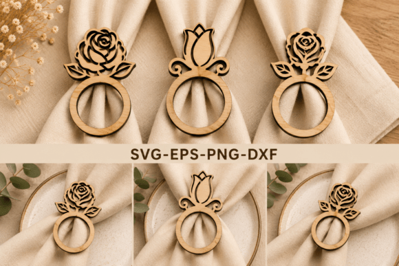Rose Flower Napkin Ring SVG Bundle · Creative Fabrica