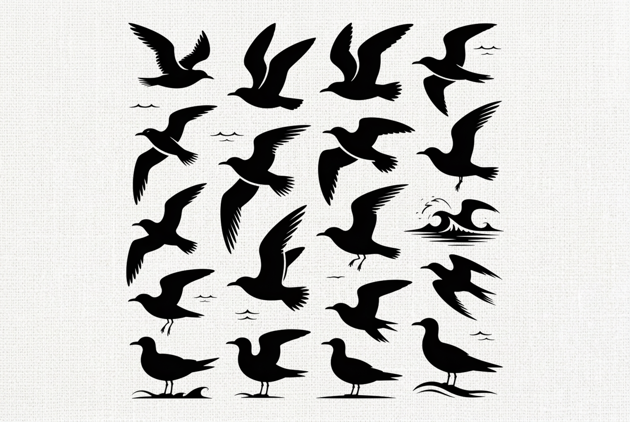 Seagull Silhouette SVG Clipart Bundle Graphic by rabiulalam97677 ...