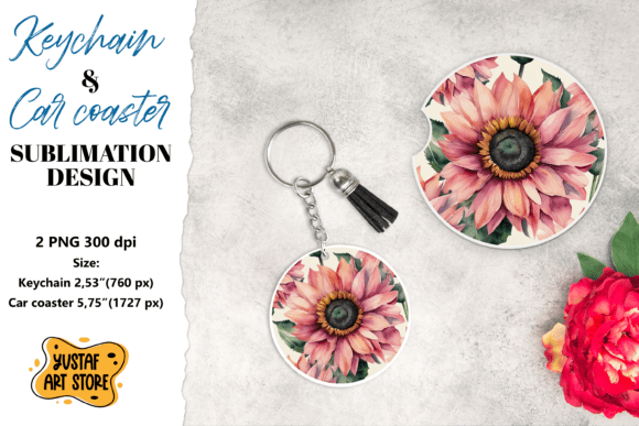 Sunflower Keychain & Car Coaster Sublima Graphic by Yustaf Art Store ...
