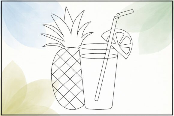 Tropical Drink Line Art Graphic by T-Shirt Biz · Creative Fabrica