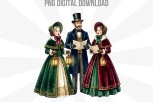 Victorian Christmas Carolers Clipart PNG Graphic by ...