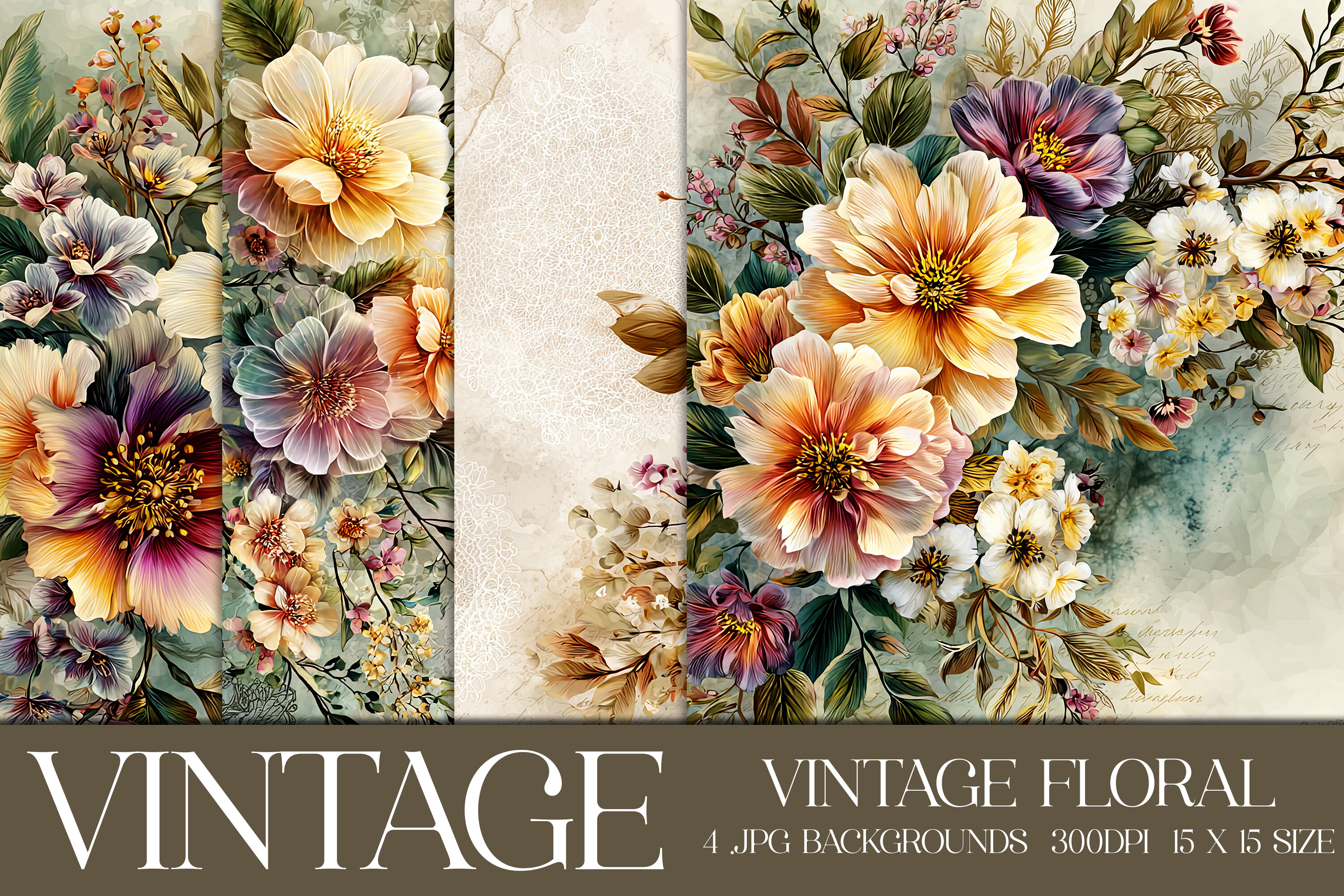 Vintage Floral Backgrounds, S10 Graphic by Designing with Marlo ...