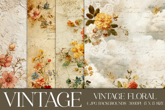 Vintage Floral Backgrounds, S2 Graphic by Designing with Marlo ...