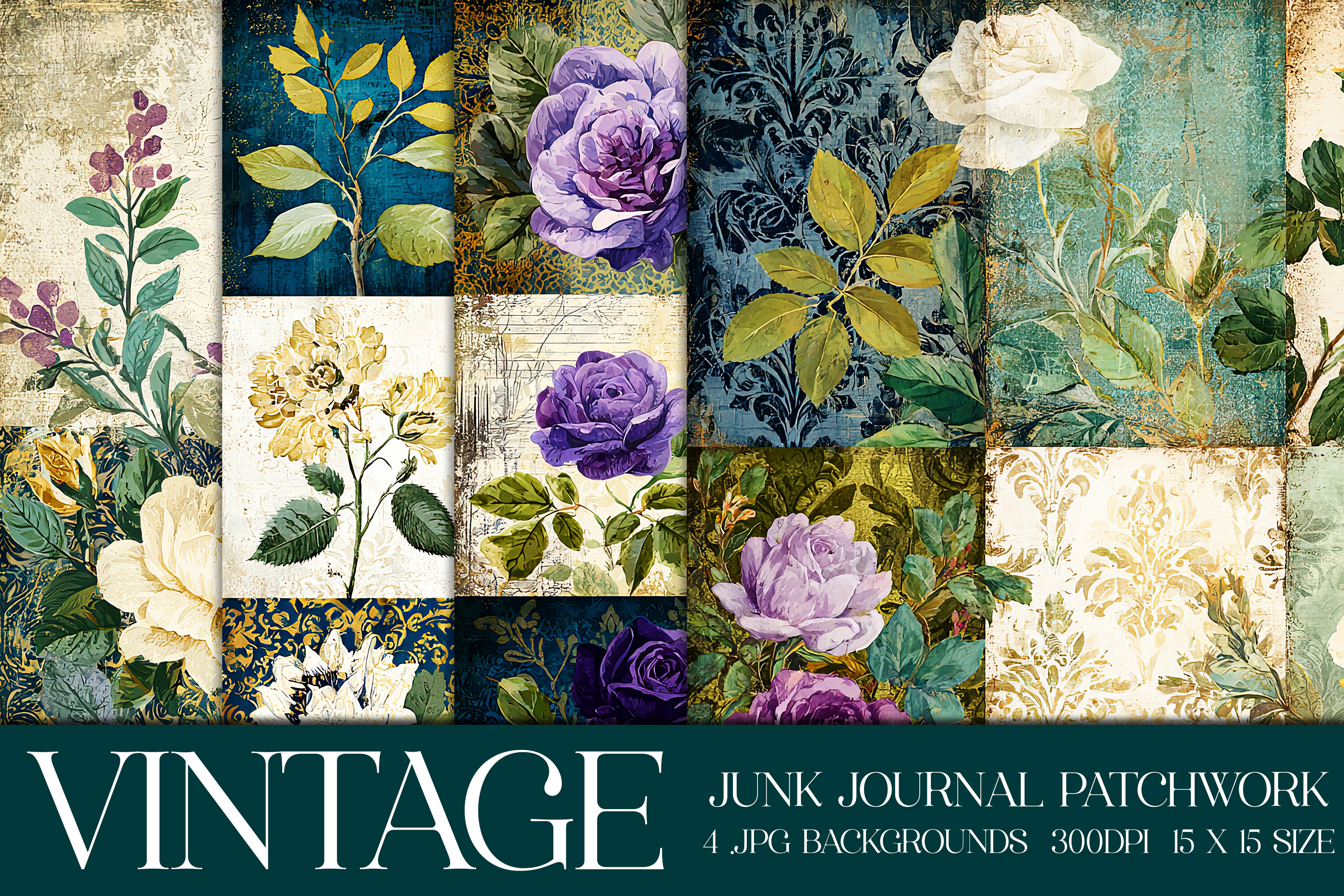 Vintage Quilt Style Backgrounds, S24 Graphic by Designing with Marlo ...