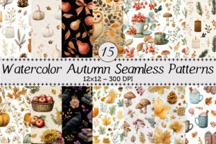 Watercolor Autumn Seamless Patterns Graphic by Design Market · Creative ...