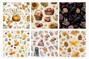 Watercolor Autumn Seamless Patterns Graphic by Design Market · Creative ...