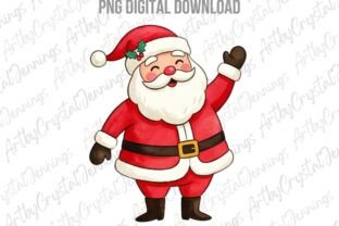Watercolor Cute Waving Santa Claus PNG Graphic by ArtbyCrystalJennings ...
