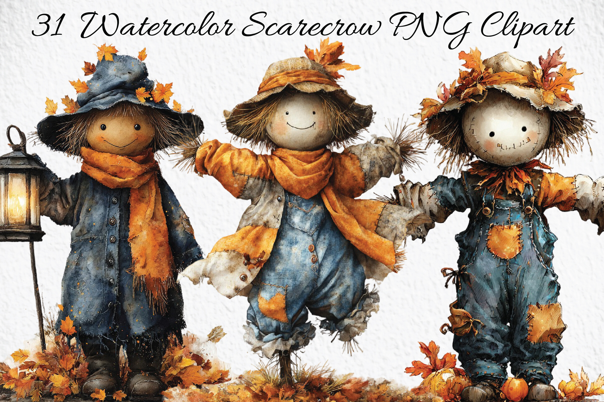 Watercolor Scarecrow PNG Clipart Graphic by Craft Art · Creative Fabrica
