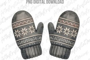 Watercolor Winter Mittens PNG Clipart Graphic by ArtbyCrystalJennings ...
