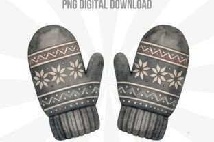 Watercolor Winter Mittens PNG Clipart Graphic by ArtbyCrystalJennings ...