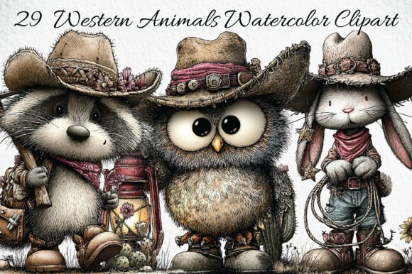 Western Animals Watercolor Clipart Graphic by Craft Art · Creative Fabrica