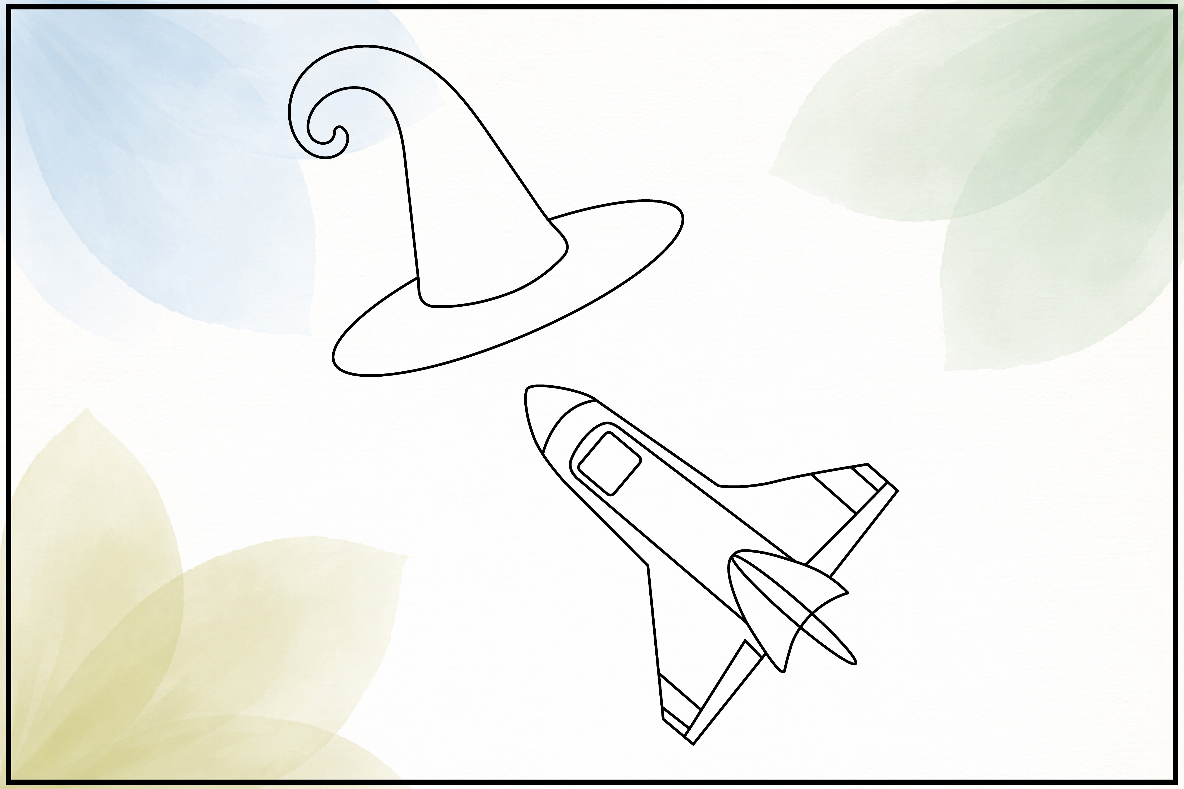 Witch Hat and Space Shuttle Line Art Graphic by T-Shirt Biz · Creative ...