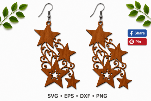 Wooden Earrings SVG Laser Cut File · Creative Fabrica