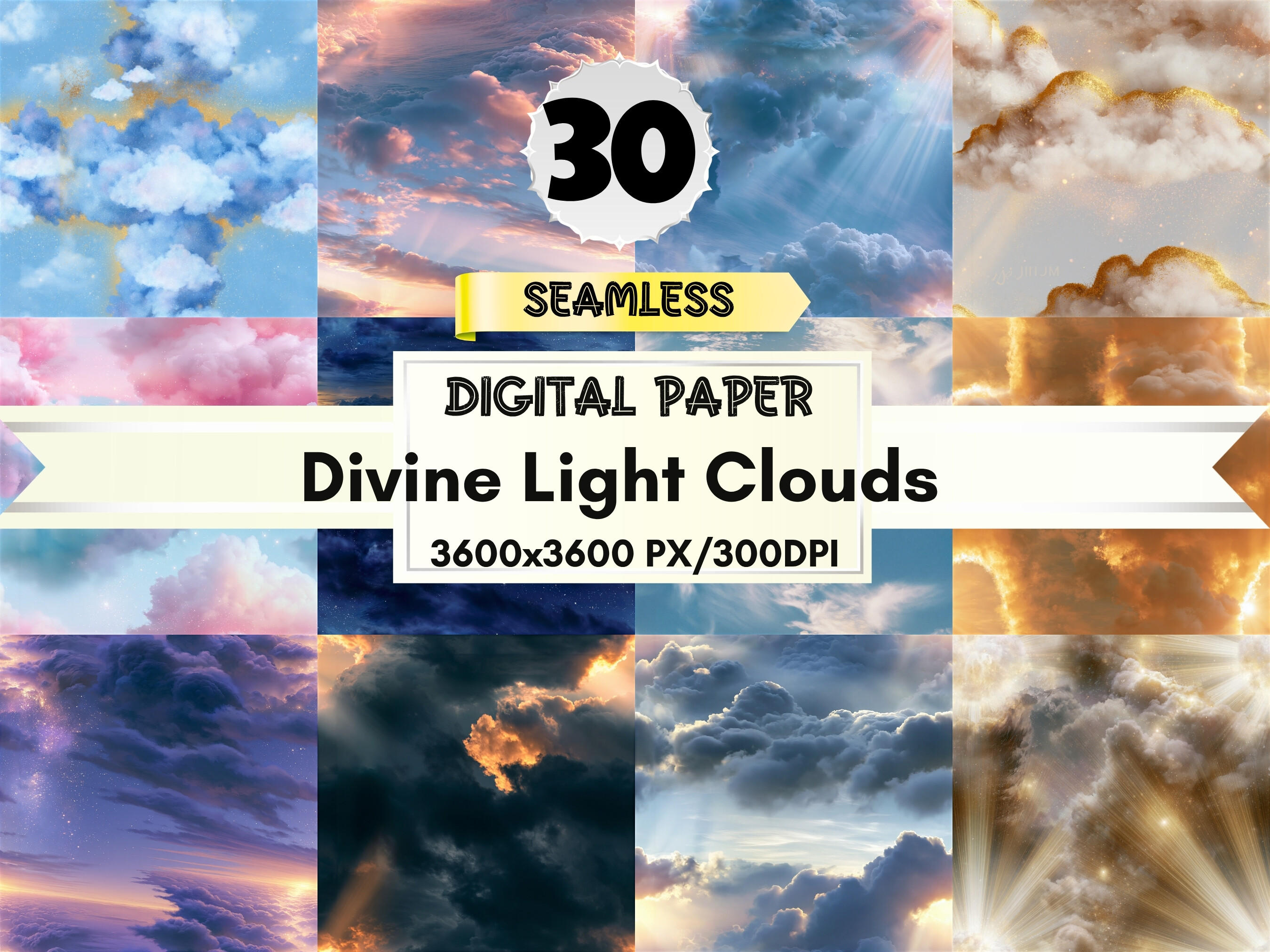 30 Divine Light Clouds Digital Paper Graphic by Diana Hunter · Creative ...