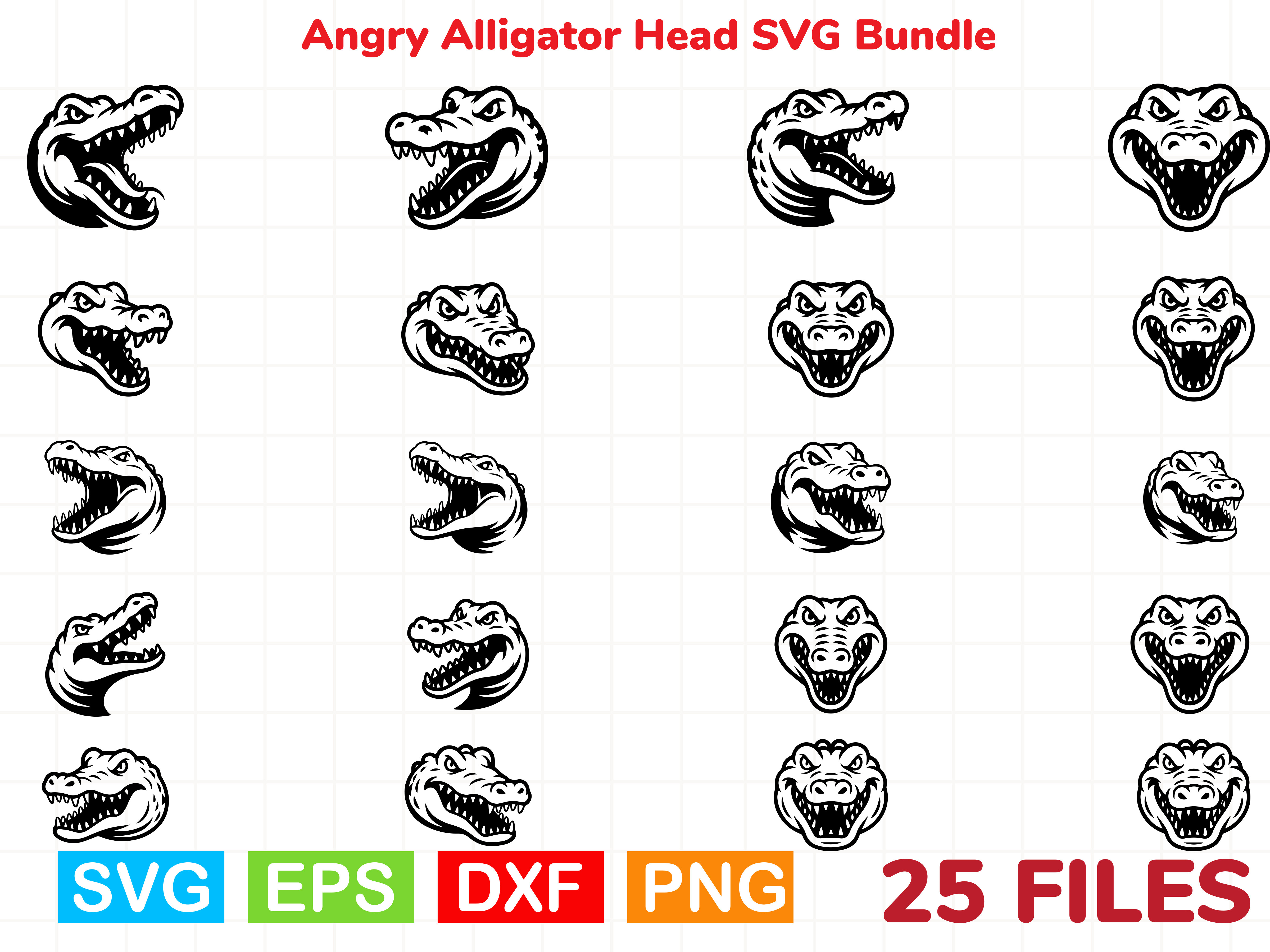 Angry Alligator Head SVG Bundle Graphic by Creativity Designer ...
