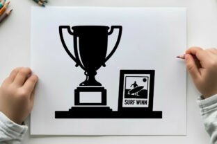 Black and White Line Art Trophy with Sur Graphic by sctchcreations ...