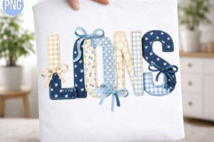 Blue Denim Patchwork Lions PNG Graphic by Emma Studio · Creative Fabrica