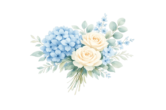 Blue White Floral Bouquet Clipart Graphic by dogstar4535 · Creative Fabrica