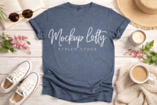 C1717 Blue Jean Flat Lay T-shirt Mockup Graphic by Mockup Lofty ...