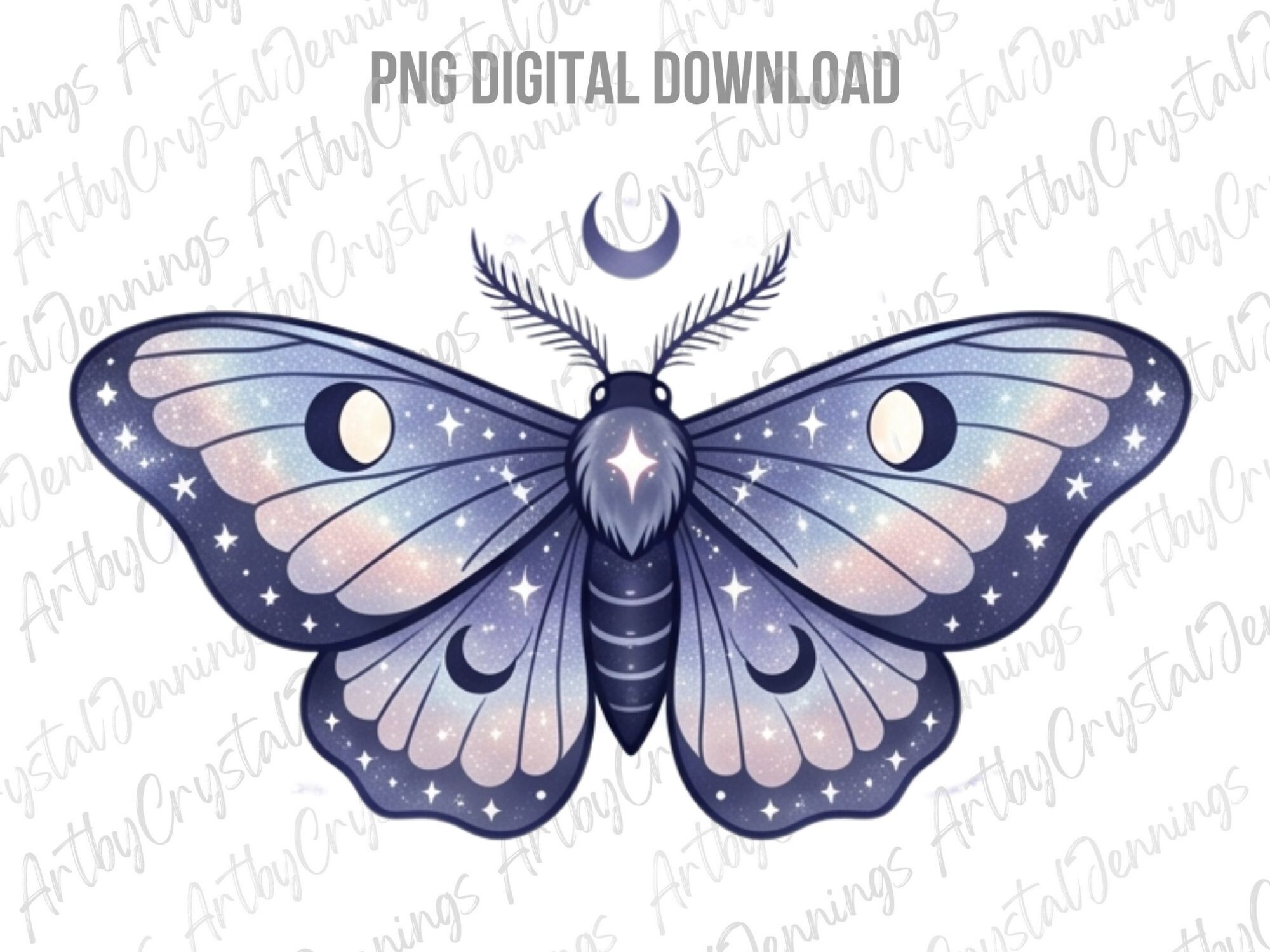 Celestial Moth Whimsical PNG Graphic by ArtbyCrystalJennings · Creative ...