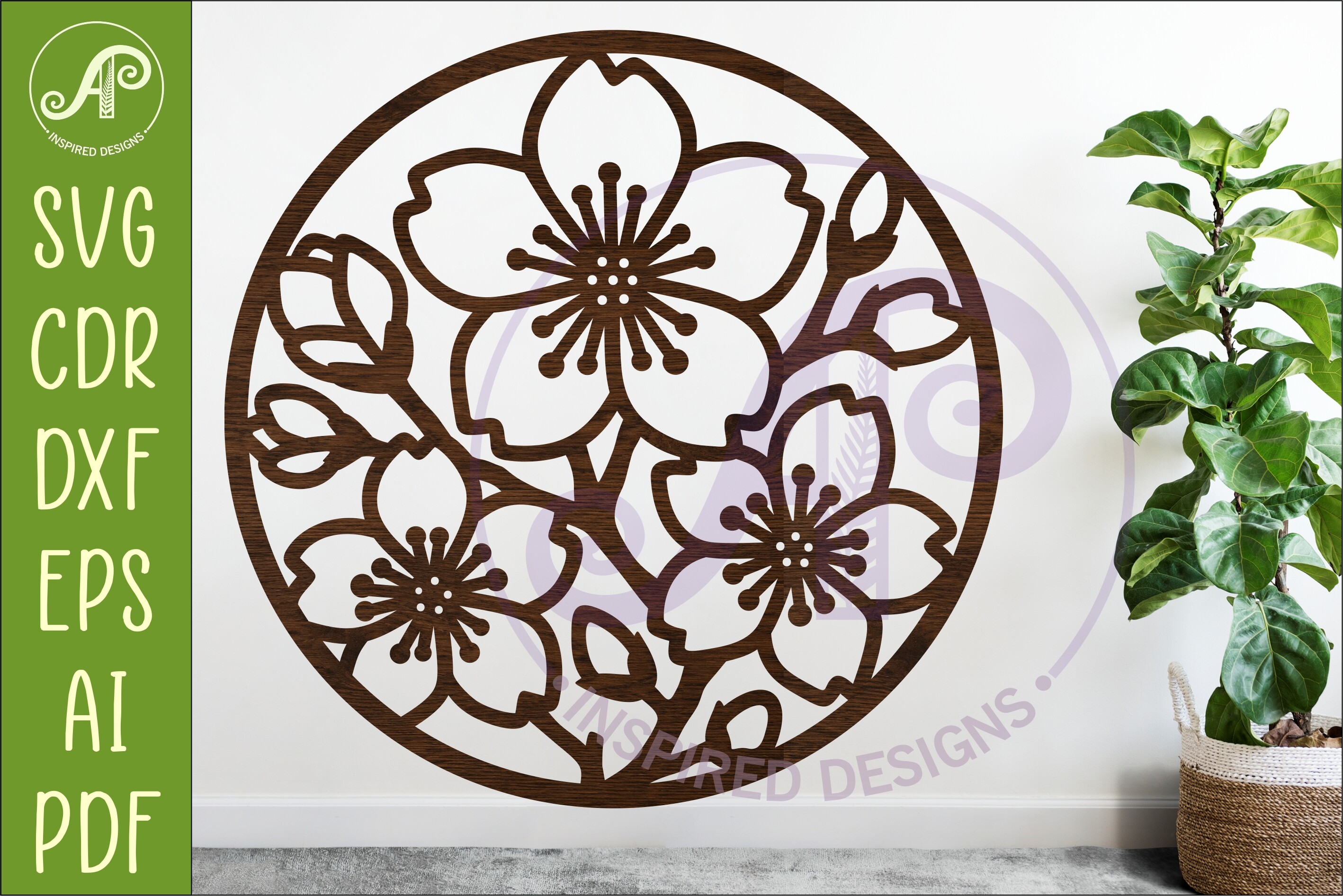 Cherry Blossom Flower Wall Art SVG Sign · Creative Fabrica