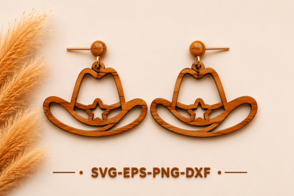 Cowboy Hat Earrings SVG · Creative Fabrica